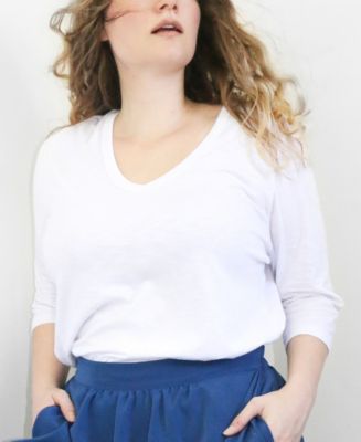 Snoozy Sunday Women's Plus Size CloudSoft 3/4 Sleeve V-Neck Tee - Macy's