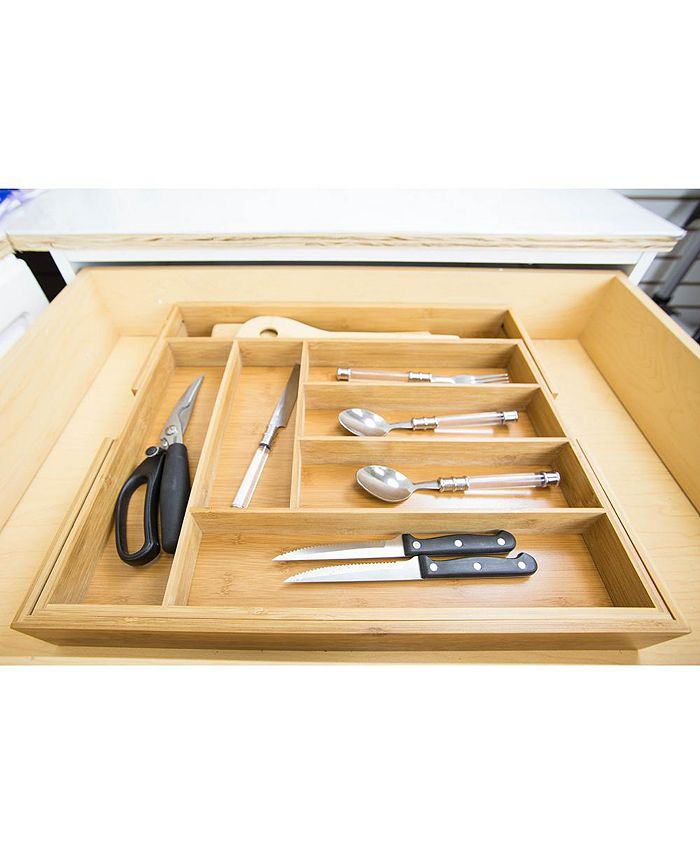 Home Basics Bamboo Expandable Cutlery Tray - Macy's