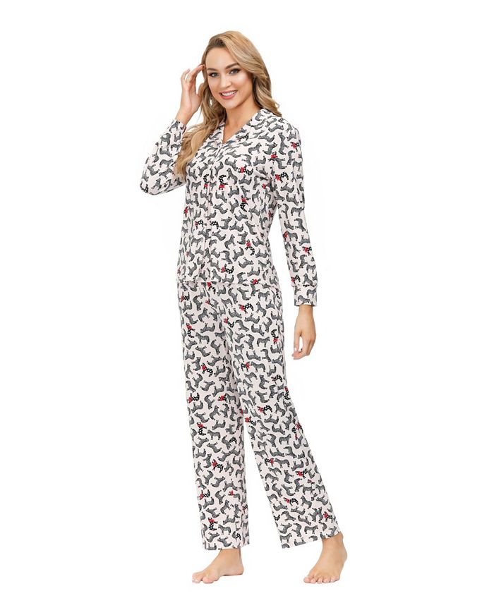 Beautyrest Echo Women's Ribbon Folded Notch 2 Piece Pajama Set - Macy's