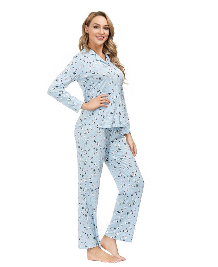Beautyrest Echo Women's Ribbon Folded Notch 2 Piece Pajama Set - Macy's