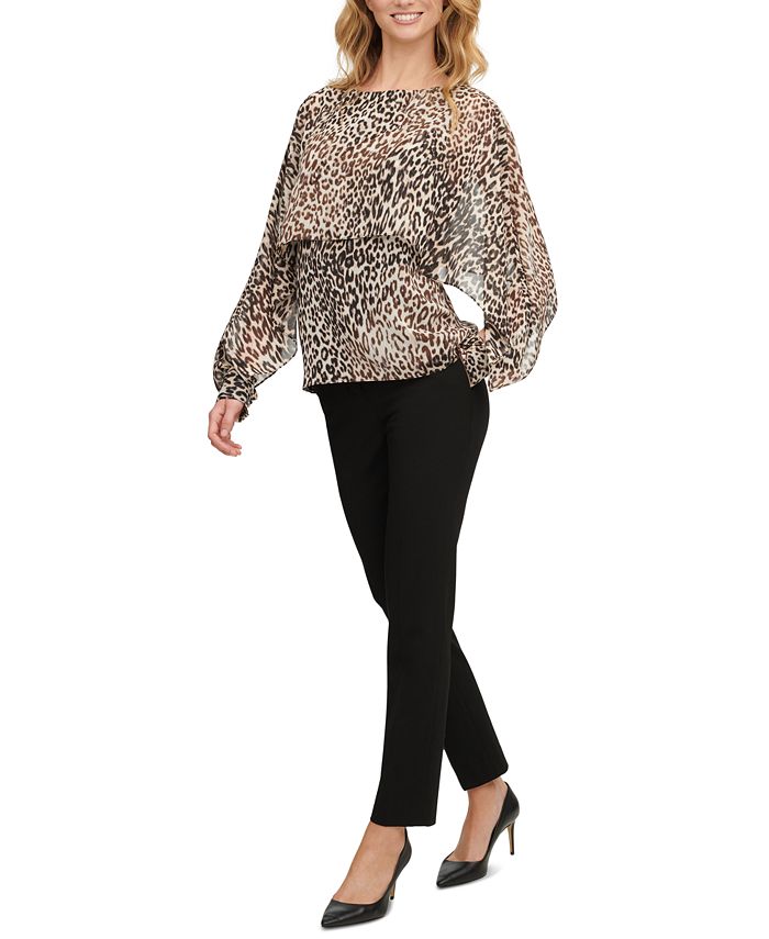 DKNY Leopard-Print Cape Top - Macy's