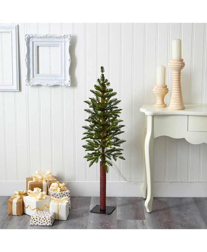 Nearly Natural Alaskan Alpine Artificial Christmas Tree with 50 Clear ...