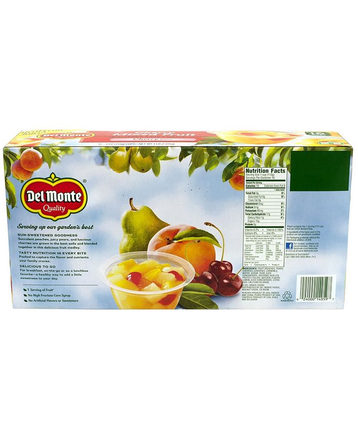 Del Monte DelMonte Cherry Mixed Fruit Cups, 4 oz, 16 Count - Macy's