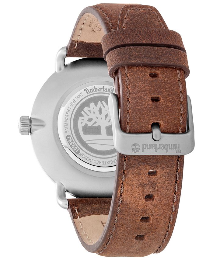 Timberland Men's Brown Leather Strap Watch 45mm - Macy's