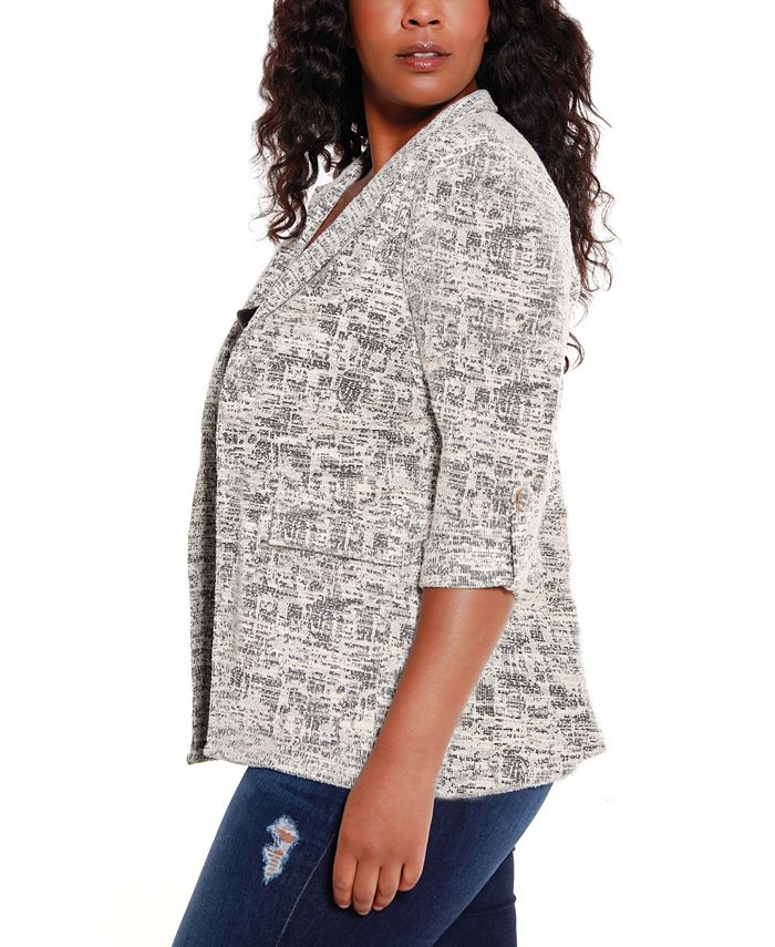Belldini Black Label Women's Plus Size Knit Jacquard Jacket - Macy's