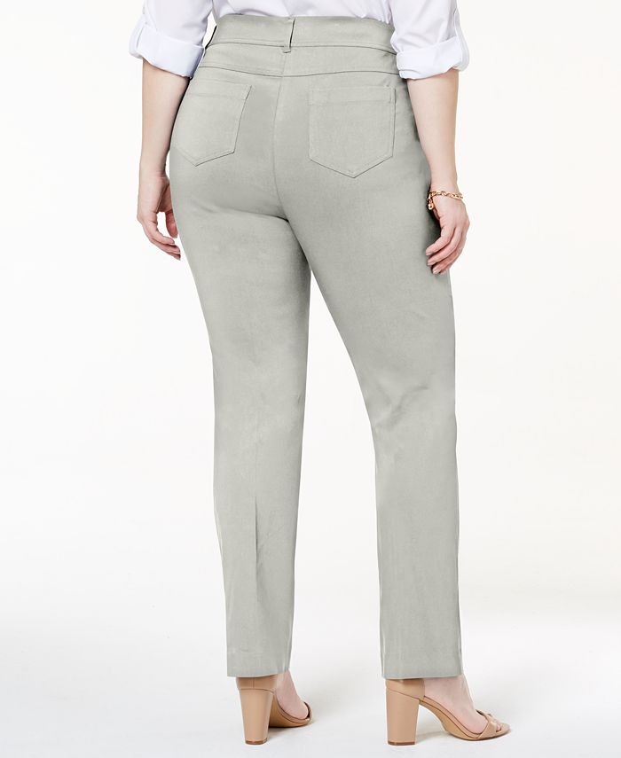 JM Collection Plus & Petite Plus Size Tummy Control Curvy-Fit Pants ...