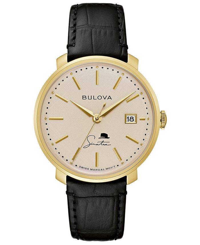 Bulova Men's Frank Sinatra Brown Leather Strap Watch 40mm - Macy's