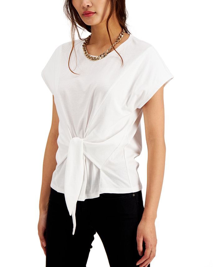 INC International Concepts INC Cotton Tie-Front T-Shirt, Created for ...