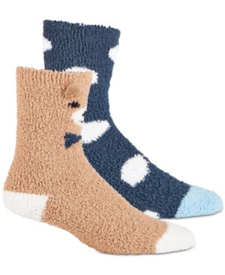 Jenni Women's 2-Pk. Bear & Dot Super Soft Cozy Fuzzy Socks, Created for ...