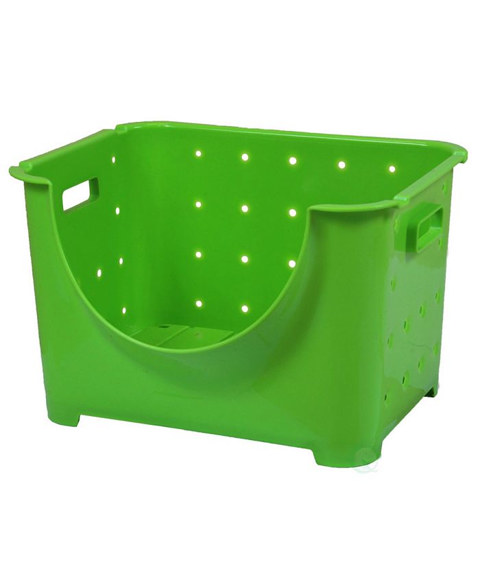 Basicwise Vintiquewise Stackable Plastic Storage Container Stacking