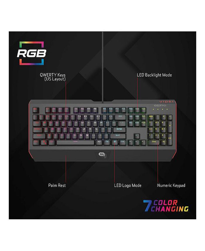 Tzumi Alpha Gaming Recon keyboard – LED Backlit Semi-Mechanical Gaming ...