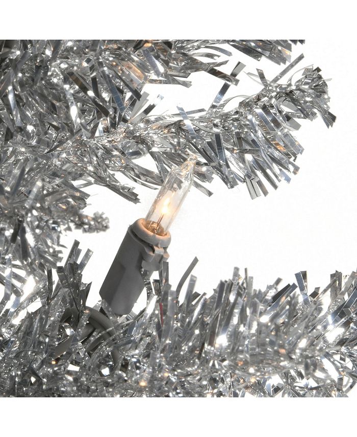 National Tree Company National Tree 4 ft. Silver Tinsel Tree with Clear ...