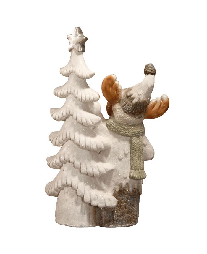 National Tree Company National Tree 24" Moose standing by Tree with ...