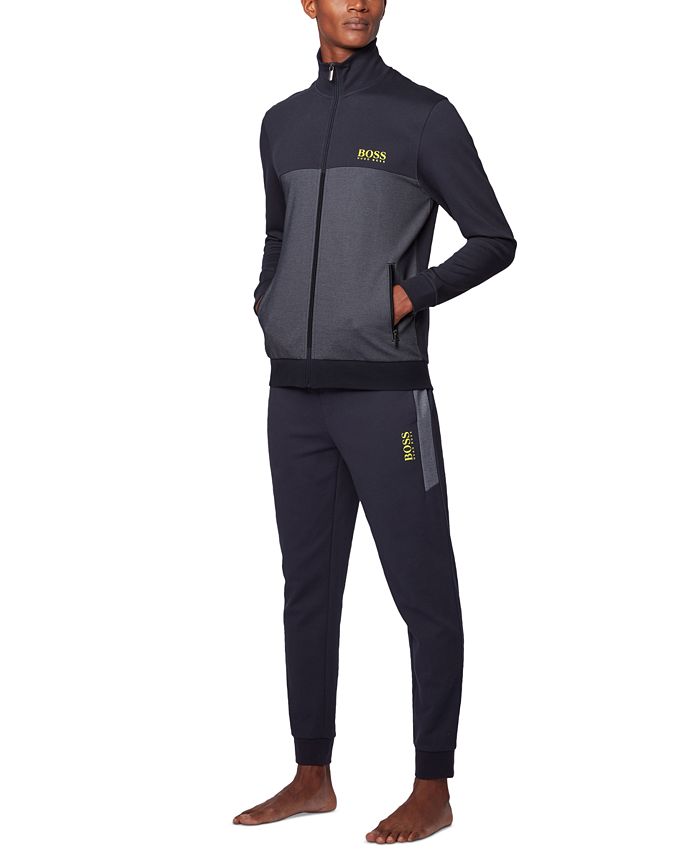 BOSS Hugo Boss Men's Colorblocked Logo-Print Piqué Track Jacket - Macy's