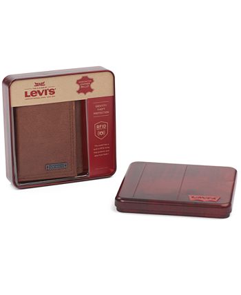 Levi's Men's Leather Brown RFID Trifold Wallet - Macy's