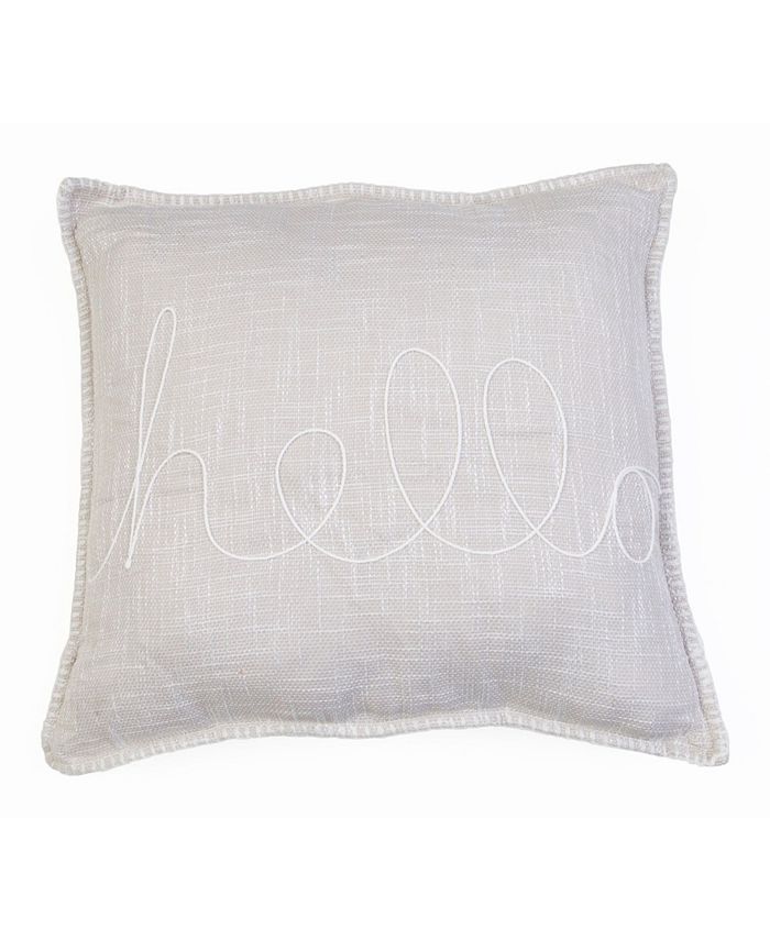 THRO Amy Hello Embroidered Whipstitch Pillow, 20" x 20" - Macy's