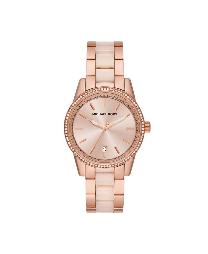 Michael Kors Women's Ritz Three-Hand Two-Tone Stainless Steel Bracelet ...