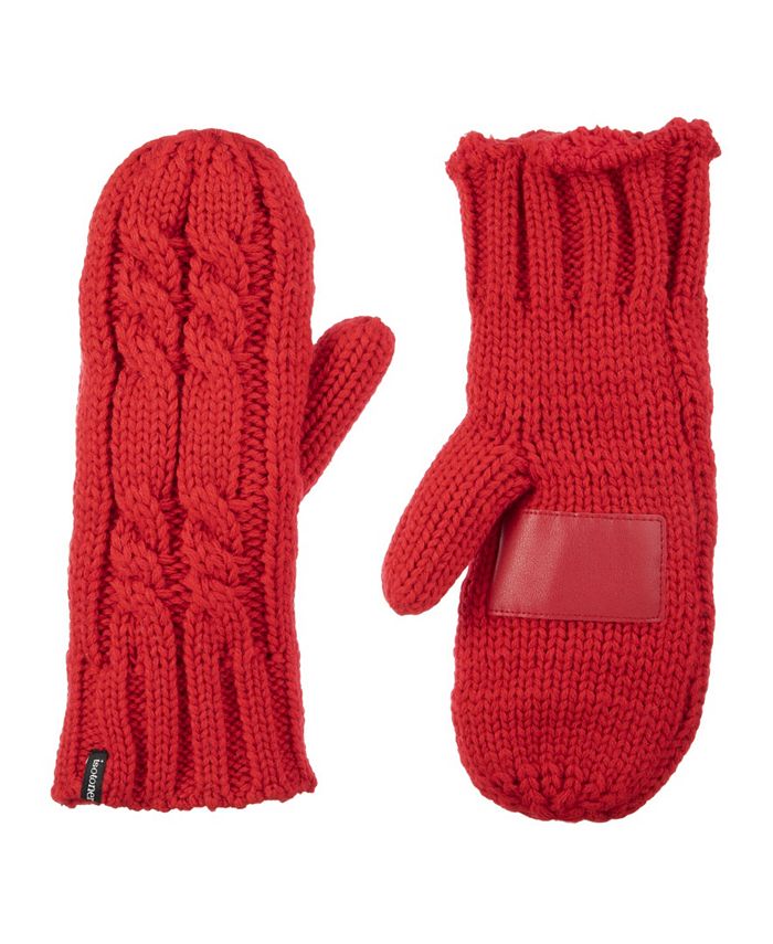 Isotoner Signature Women's Lined Chunky Cable Knit Mittens Gloves - Macy's