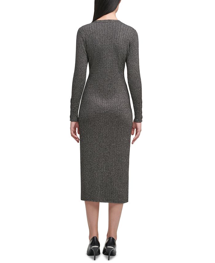 Calvin Klein Button-Front Sweater Dress - Macy's