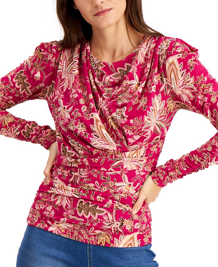 INC International Concepts INC Printed Ruched Top, Created for Macy's ...