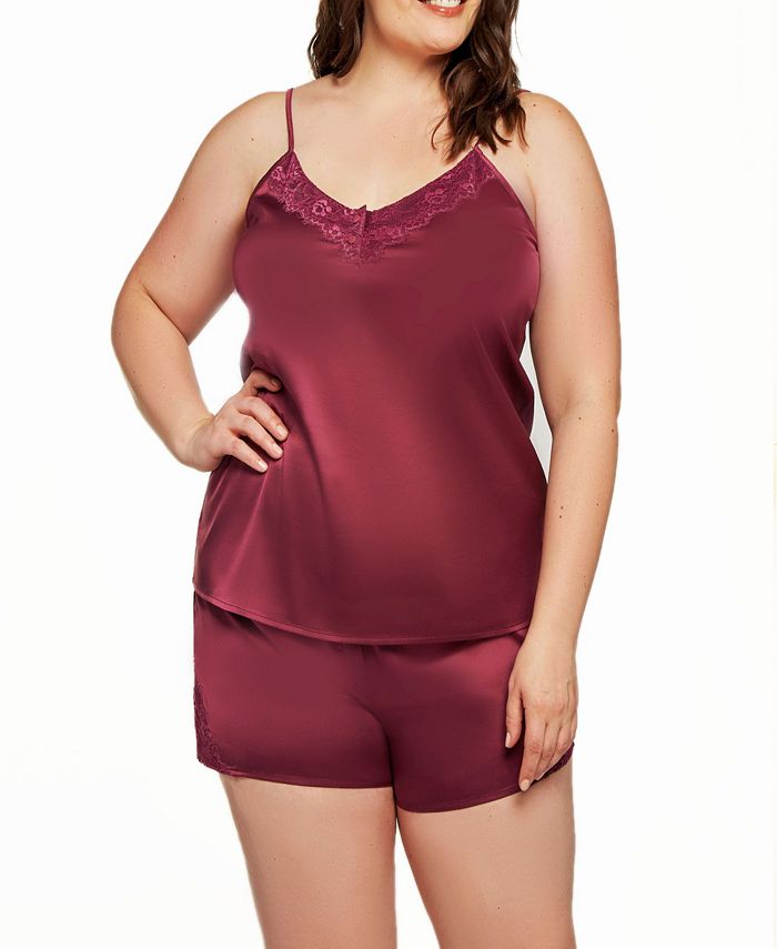 iCollection Constance Plus Size 2-Pieces Stretch Satin Cami and Short ...