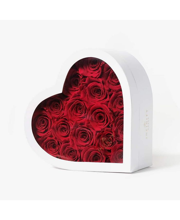 Infinity Roses Heart Box of 17 Red Real Roses Preserved to Last Over a ...
