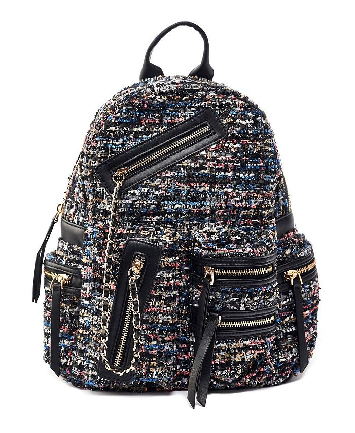 LIKE DREAMS Distorted Print Weave Backpack with Chain Bellishments - Macy's
