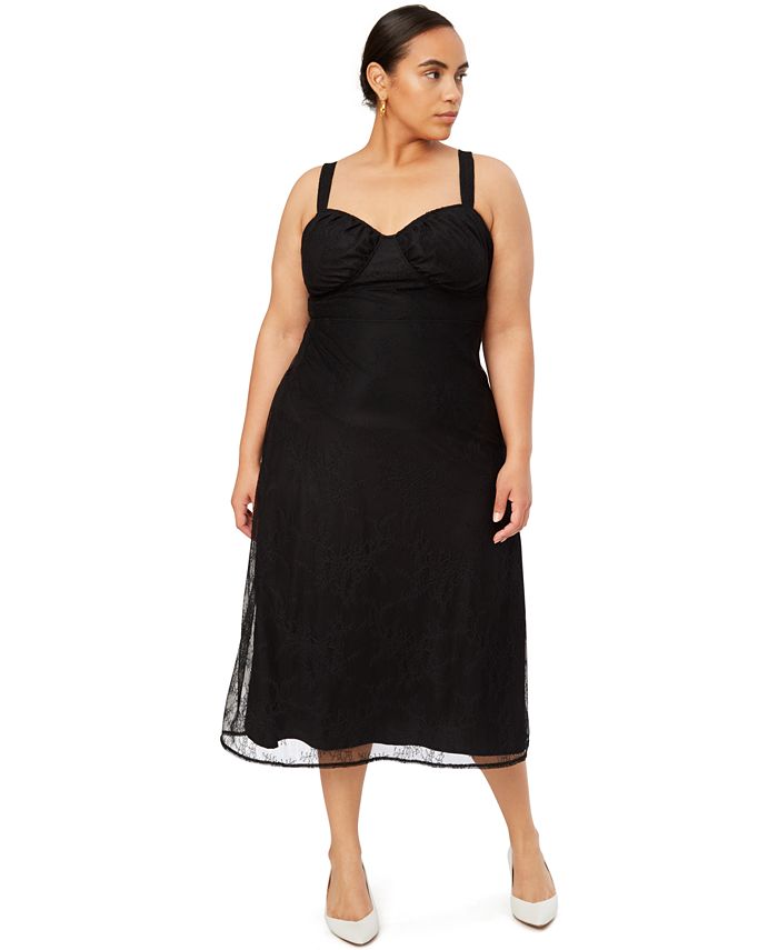 Danielle Bernstein Trendy Plus Size Lace Midi Dress, Created for Macy's ...