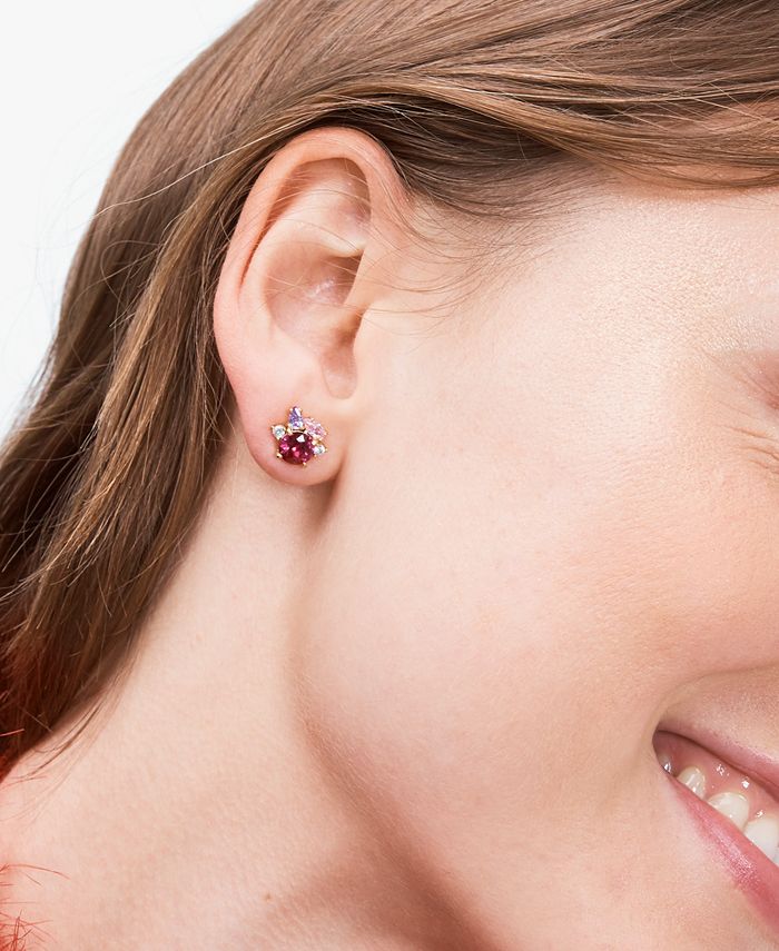 kate spade new york Gold-Tone Multi-Crystal Cluster Stud Earrings - Macy's