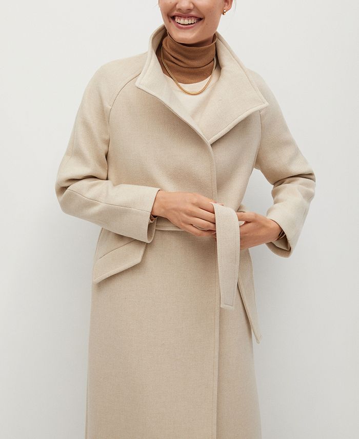 MANGO Women's Belted Wool Coat - Macy's
