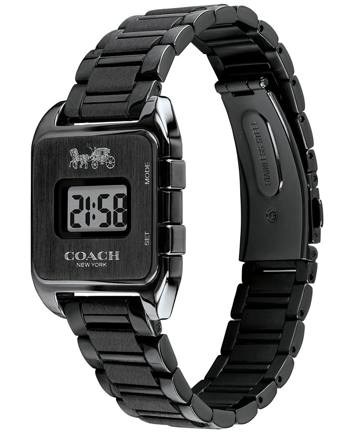 COACH Women's Digital Darcy Black Stainless Steel Bracelet Watch 30mm ...
