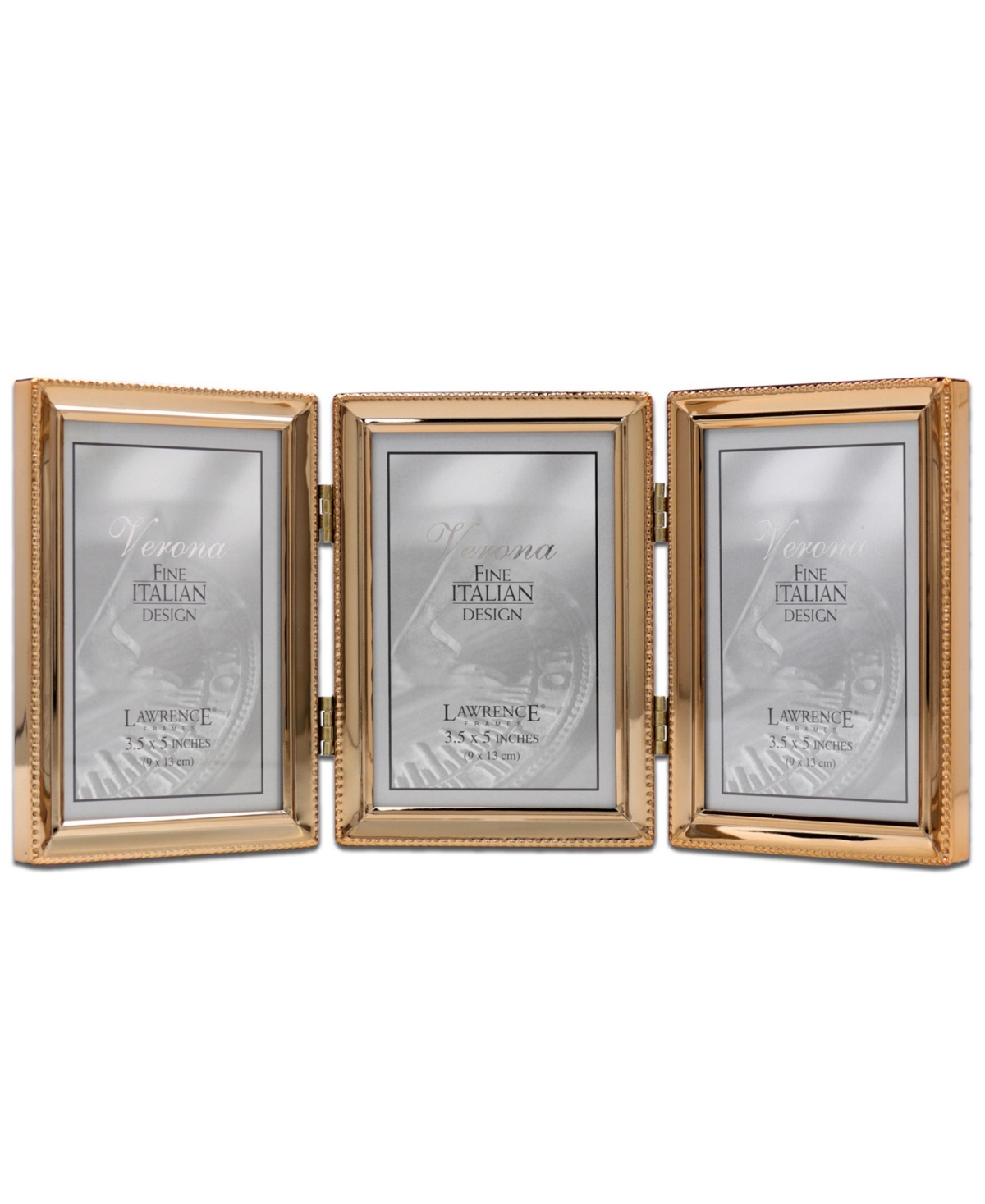 Click here for Polished Metal Hinged Triple Picture Frame - Bead... prices