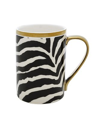 222 Fifth Serengeti Zebra with Electropated Gold16 Piece Dinnerware Set ...