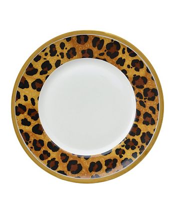 222 Fifth Serengeti Leopard with Electropated Gold 16 Piece Dinnerware ...