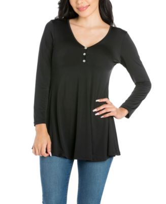 Women's Flared Long Sleeve Henley Tunic Top - Macy's
