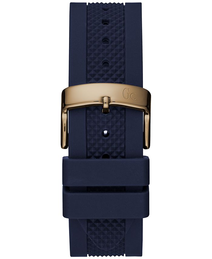 GUESS Men's Swiss Chronograph Blue Silicone Strap Watch 44mm - Macy's