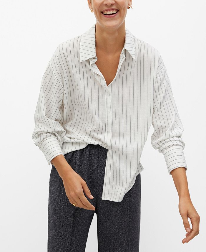 MANGO Women's Striped Textured Shirt - Macy's