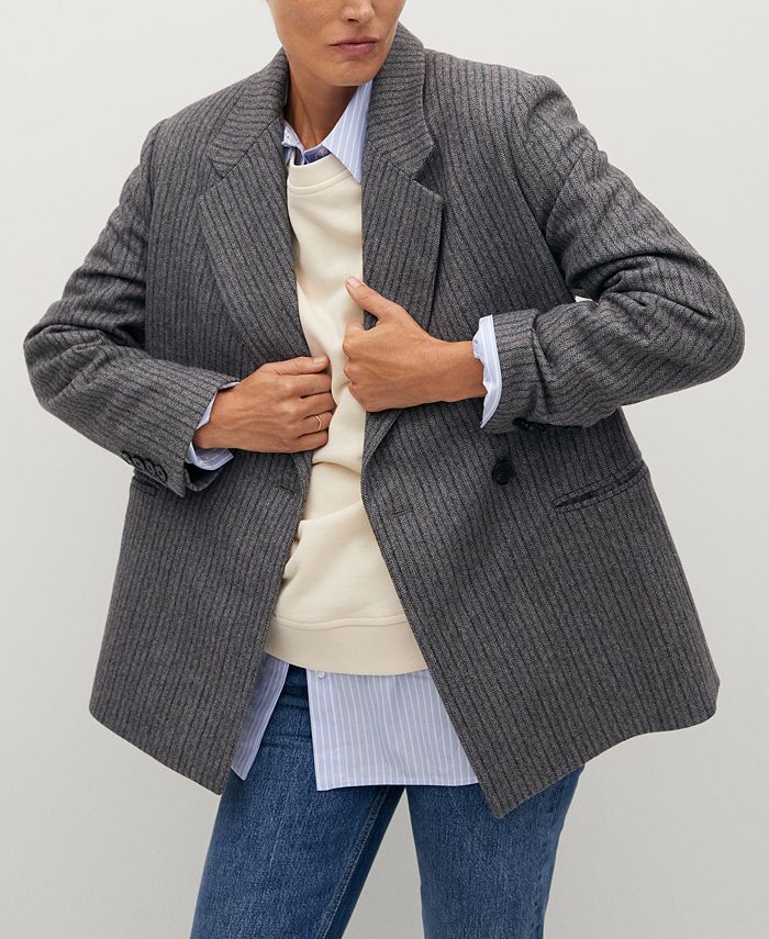 MANGO Women's Striped Wool Blazer - Macy's