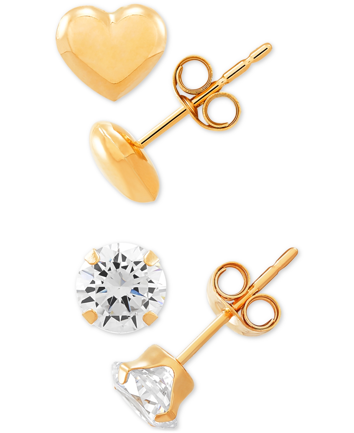 Click here for 2-Pc. Set Cubic Zirconia & Heart Stud Earrings - 1... prices