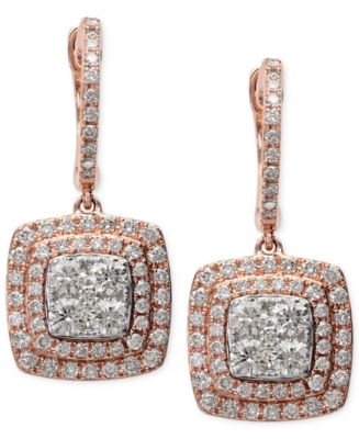 Pave Rose by EFFY Diamond Square Drop Earrings (1-1/4 ct. t.w.) in 14k ...