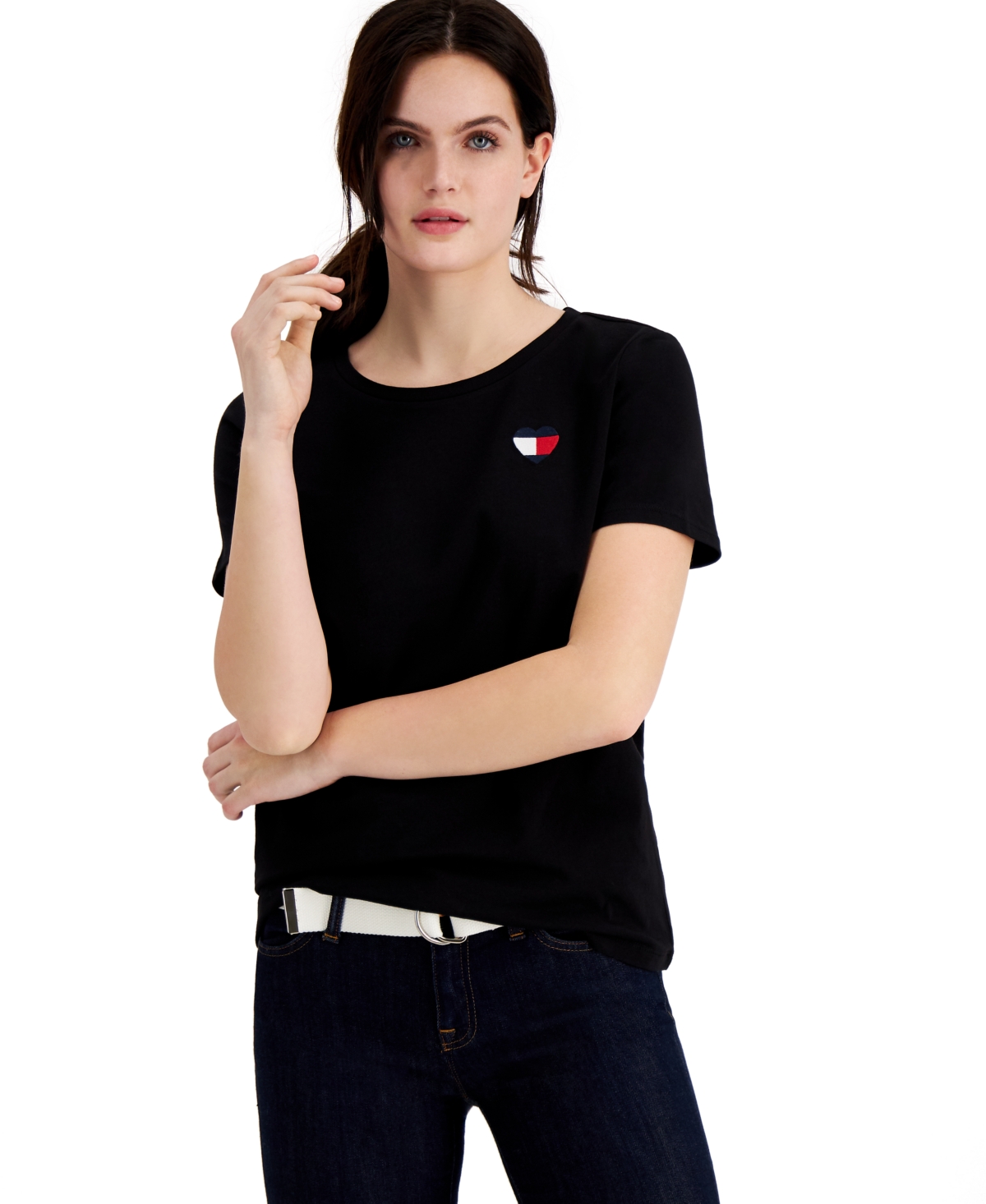 Click here for Tommy Hilfiger Womens Embroidered Heart-Logo T-Shi... prices