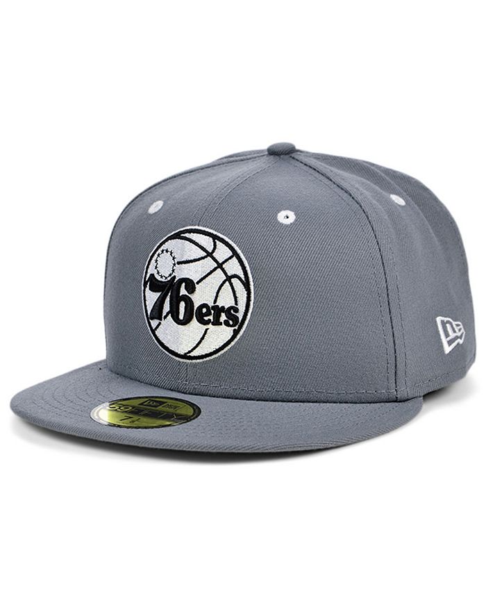 New Era Philadelphia 76ers Storm Black White Logo 59FIFTY Cap - Macy's