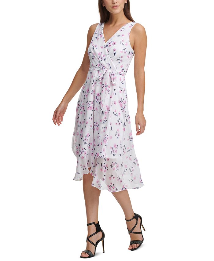 Dkny Floral Print Faux Wrap Dress Macys