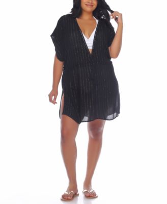 Raviya Plus Size Crochet-Trim Cover-Up Dress - Macy's