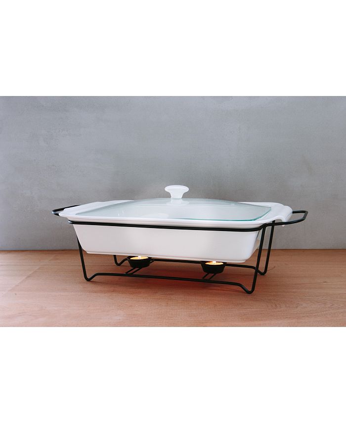 Sedona Ceramic Chafing Casserole Server with Glass Lid & Rack - Macy's
