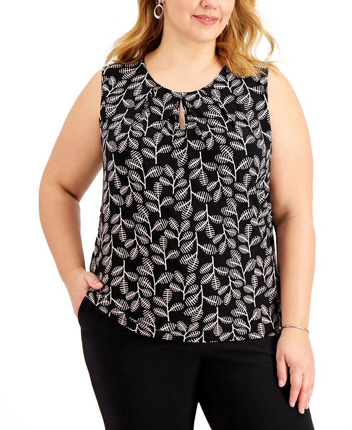 Kasper Plus Size Pleated Keyhole Top - Macy's