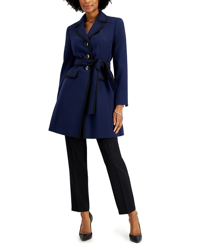 Le Suit Belted Topper-Jacket Pantsuit - Macy's