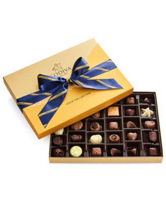 Godiva 36-Pc. Gold Gift Box With Blue and Gold Ribbon - Macy's
