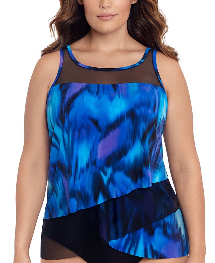 Miraclesuit Plus Size Nuage Bleu Mirage Underwire Tankini Top - Macy's