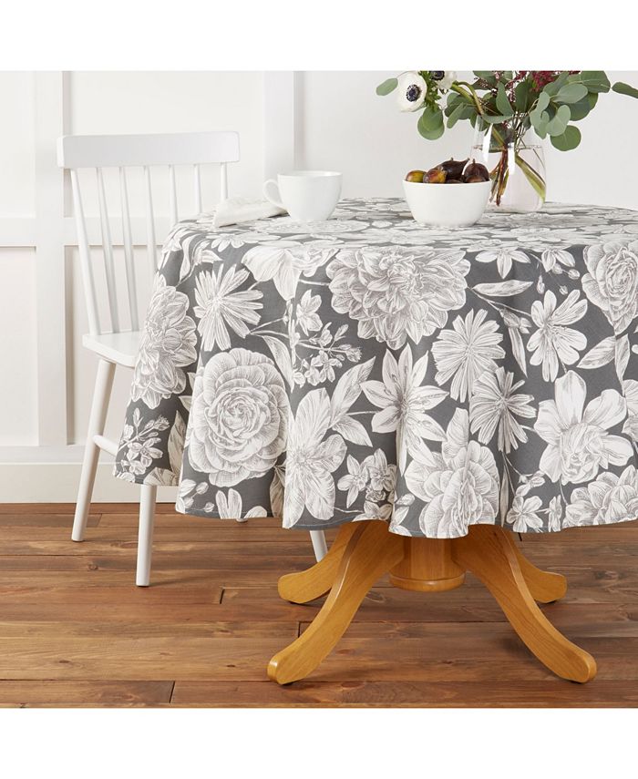 Town & Country Living Linear Floral Tablecloth Single Pack 70" Round ...